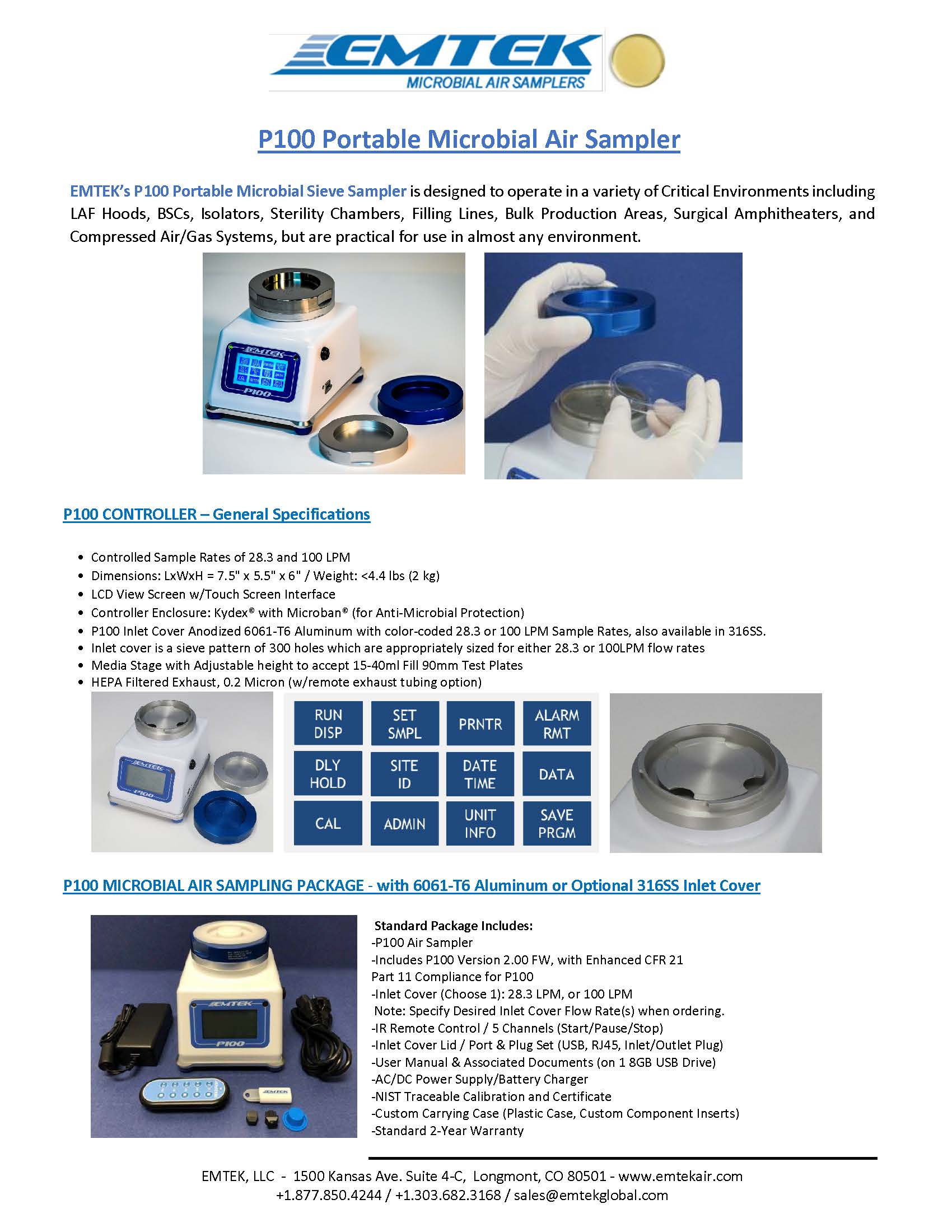 Portable Microbial Air Sampler | P100 Air Sampling Equipment